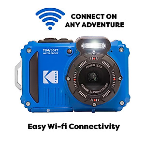 Kodak PIXPRO WPZ2 Rugged Waterproof Shockproof Digital Camera 16MP 4X Optical Zoom 1080P Full HD Video, 2.7" LCD (Blue), 32GB SD Card, Black Compact Camera Case, Floating Strap, Bundle (7 Items)