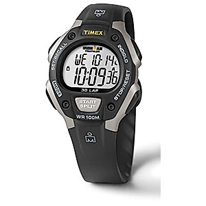 Timex Men's T5E901 Ironman Classic 30 Gray/Black Resin Strap Watch, Black/Gray/Orange Accent, One Size