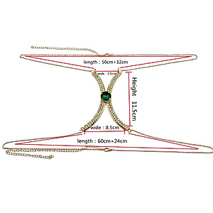 Cusmyre Rhinestone Green Chest Bracket Bra Chain Body Jewelry Bikini Crystal Body Chain Rhinestone Bra Underwear Chain Sexy Lingerie Chest Chain for Women