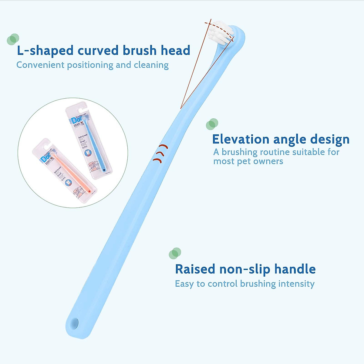 2 Pack Dog Toothbrush Cat Tooth Brush Pet Toothbrush Puppy Toothbrush Mini Head Soft Dog Toothbrush Deep Clean Kit for Puppy, Kitten, Small Dog & Cat, Portable Travel Friendly and Easy to Use
