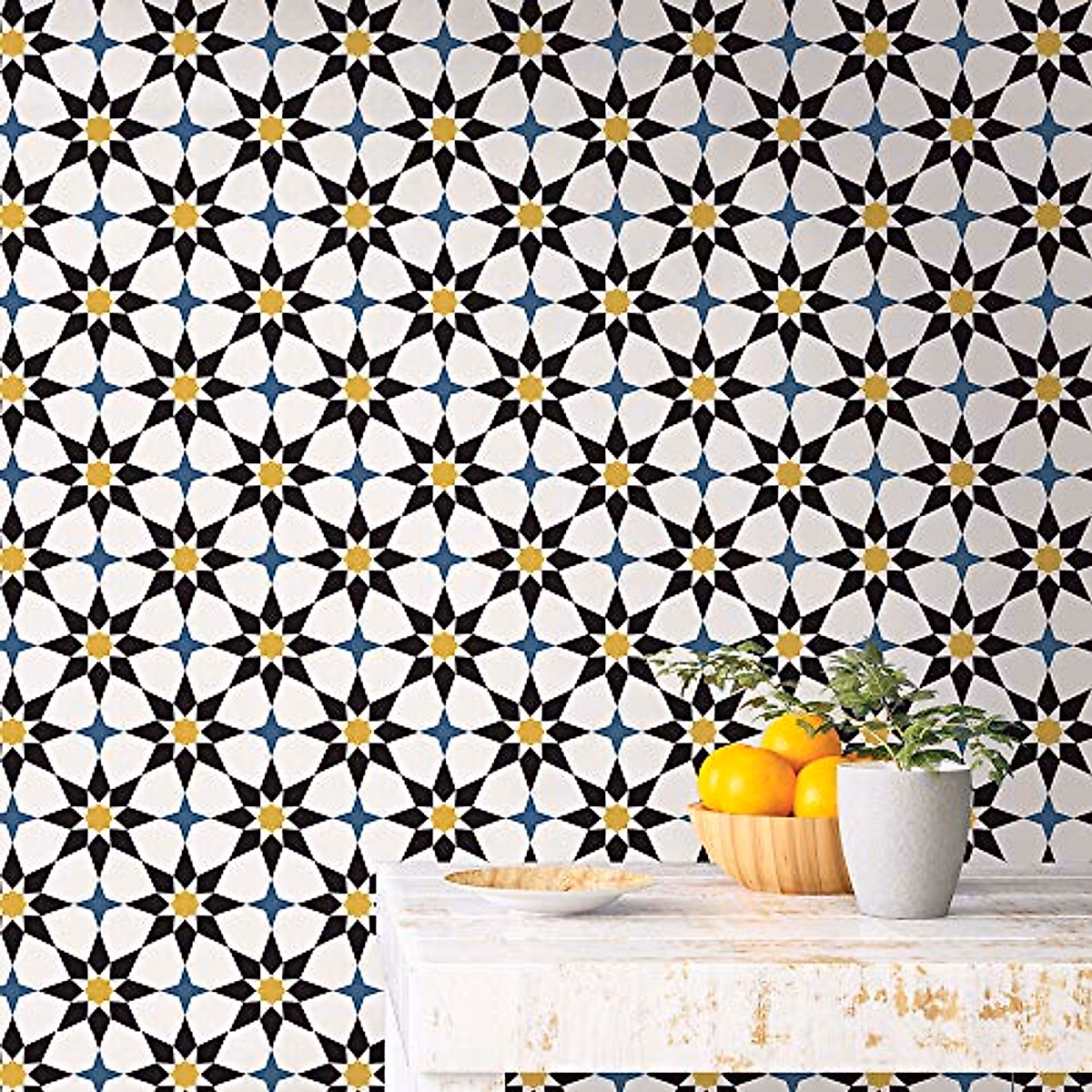 Tempaper Moroccan Spice Soleil Removable Peel and Stick Wallpaper, 20.5 in X 16.5 ft, Made in the USA