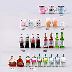 NWFashion Miniature Food Drinks Toys Bottle for Adults Childrens Pretend Play Kitchen Cooking Game Dollhouse Decor(26pcs Mix)