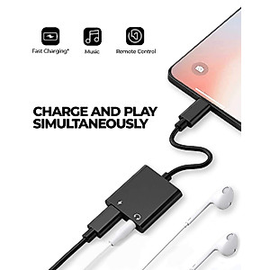 [Apple MFi Certified] iPhone Headphone Adapter, 2 in 1 Lightning to 3.5mm Aux Audio and Charge Jack Adapter Splitter Dongle for iPhone 14 13 12 11 Pro Max XS XR X 8 7 6 iPad, Support iOS 16