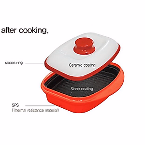 Rangemate Nonstick Microwave Grill Ceramic Coating Pan (Red)