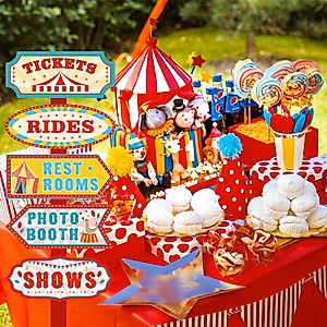 20 Pieces Carnival Decorations Circus Theme Party Directional Signs Carnival Party Signs Welcome to The Circus for Kids Carnival Birthday Party Decorations Supplies