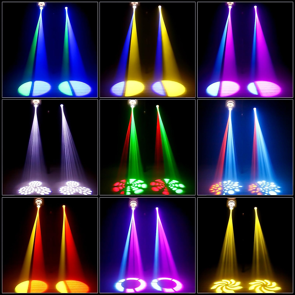 Moving Head DJ Lights, U`King 50W LED Moving Head Light with 7 Gobos 7 Colors and Open White Beam Spotlight by DMX and Sound Activated for Wedding DJ Disco Parties Live Show Church Bar (Set of 4)