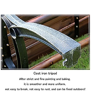LASEVE Garden Benches, Solid Wood Garden Bench with Backrest, Outdoor Wooden Park Bench, Cast Iron Tripod Rust-Proof Leisure Retro Patio F Suitable for Outdoor and Indoor
