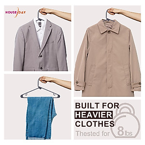 HOUSE DAY Plastic Hangers Grey 60 Pack Durable & Space Saving Clothes Hangers Bulk Suit & Coat Hangers with Non-Slip Hook Closet Hangers Lightweight Hangers for Clothing, Shirts, Pants, Dresses