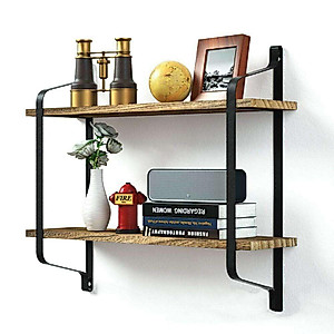 ESRW Rustic Industrial Wood Metal Wall Floating Shelf Storage Rack Bookshelf Bathroom Generic Wall Shelves Floating-Shelves Wall Decor Bedroom Decor Floating Shelves Bathroom Storage Wall shelve
