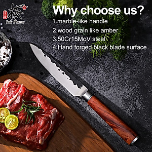 Ink Plums 5 Inch Kitchen Paring Knife,Germany High Carbon Stainless Steel Professional Knife, Ultra Sharp,Hand-forged with Brazilian Rosewood,Gift Box