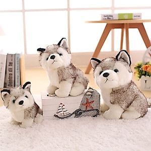 Enhopty 8" Husky Dogs Plush Husky Wolf Stuffed Animal Toys Puppy Doll Simulation Dog Ornaments Soft Cuddle Adorable Gifts for Girls Boys Toddlers on Birthday Children's Day