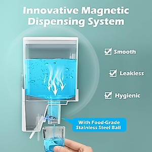 600ml/20oz Mouthwash Dispenser for Bathroom - RealPlus Wall-Mounted Mouthwash Container with 2 Reusable Acrylic Cups - Easy to Install, Adhesive or Screw Option