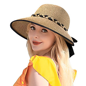 Beach Hats for Women, Straw Hat for Women UPF 50+ UV Sun Protection Foldable Sun Hat Deep Khaki