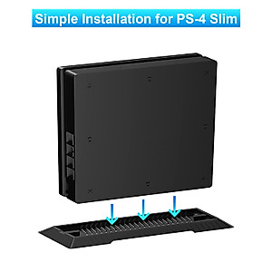 Younik Vertical Stand for PS4 Slim, Built-in Cooling Vents and Non-Slip Feet Steady Base Mount for PS4 Slim, Black