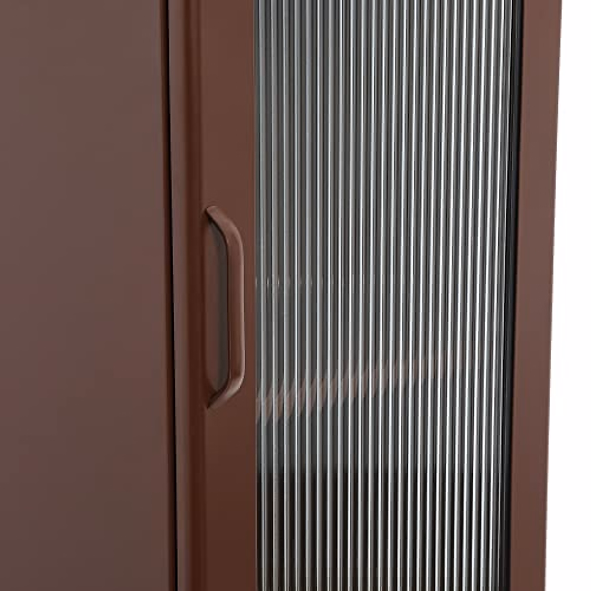 Creative Co-Op Solstice Metal Cabinet with Arched Glass Door, Brown