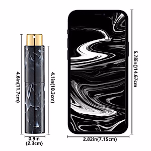 10ML Mini Perfume Atomizer Bottle, Refillable Travel Size Empty Perfume Sprayer with Funnel, Distributor, Dropper, Marble Pattern Portable Spray Bottle for Women&Men ( Black&Green&Blue&White,4 PCS )