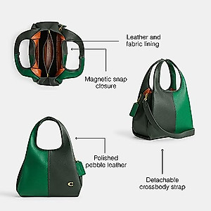 COACH Polished Pebble Leather Lana Shoulder Bag 23, Amazon Green Multi