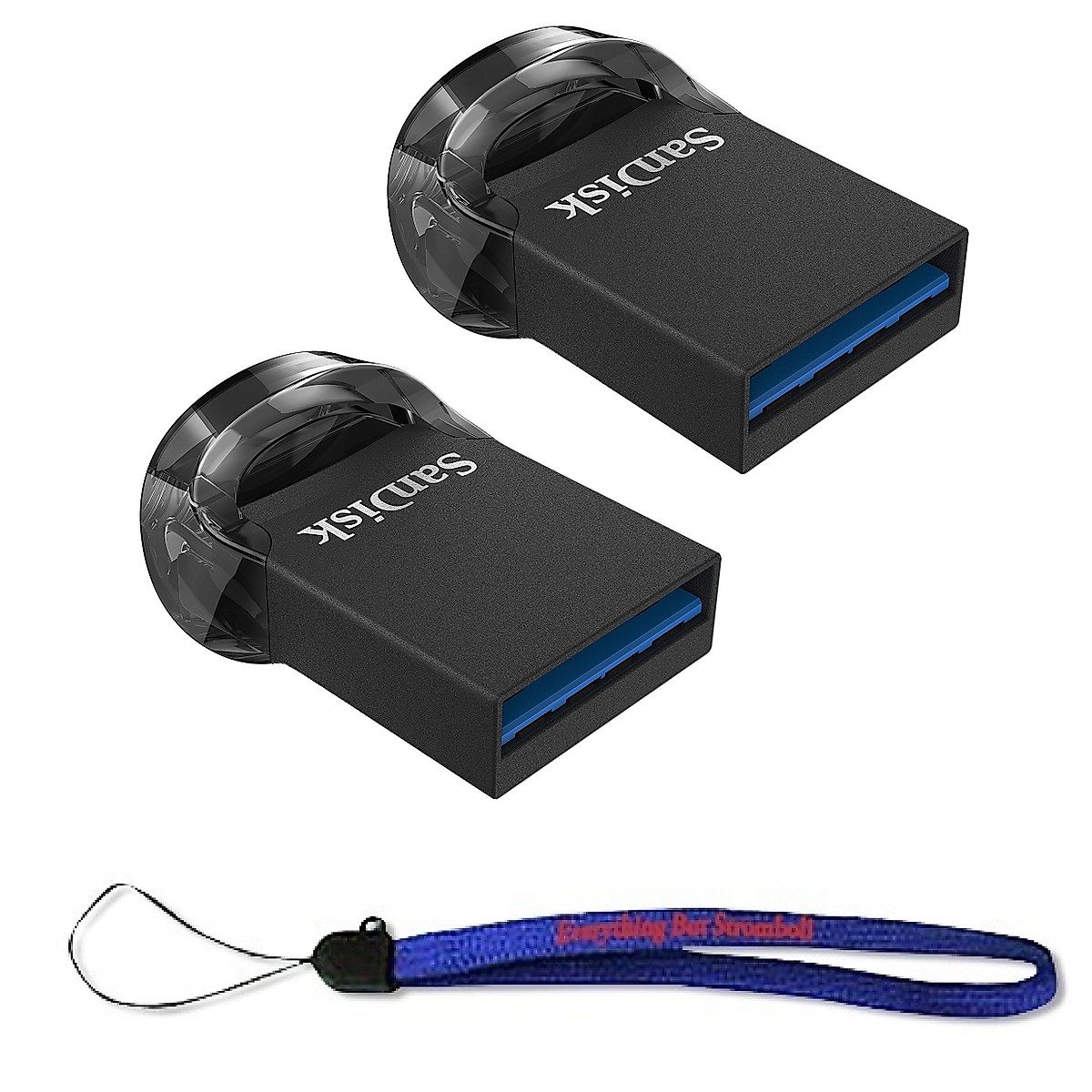SanDisk 32GB Ultra Fit USB 3.1 Low-Profile Flash Drive (2 Pack Bundle) SDCZ430-032G-G46 Pen Drive with (1) Everything But Stromboli (TM) Lanyard