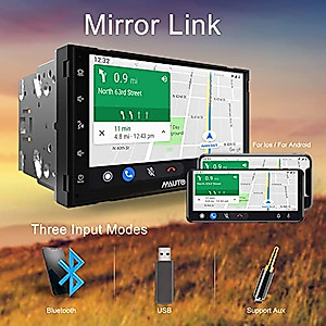 MMAUTO Double Din Car Stereo with Wireless Apple Carplay & Android Auto, 7 Inch HD LCD Touchscreen Car Radio with Bluetooth Voice Control, Rearview Camera, AM/FM Audio Receiver, Subwoofer, USB/AUX