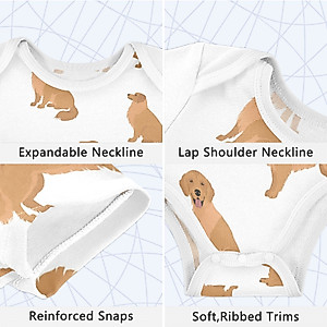 vvfelixl Baby Girls' Bodysuits Golden Retriever Dogs Short Sleeve Cotton Baby Clothes for Girls 9-12 Months Puppy