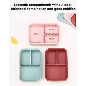 Silicone Bento Lunch Box - Leakproof, Microwave Safe, and Eco-Friendly - Available in Moody Blue, Dark Pink, and Purplish Red. (Purplish Red)