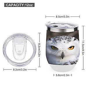 WYUSPGK 304 Stainless Steel Insulated Cup, Snowy Owl Eyes Print Smooth Rim, Durable & Reusable - Perfect for Office, Home, And Travel