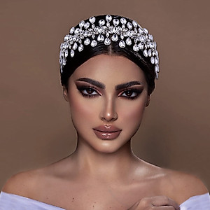 LOVFOIVER Rhinestone Wedding Headband, Bridal Headpiece Crystal Hair Band Party Hair Accessories for Women