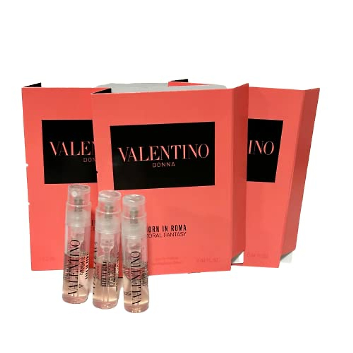 Valentino Born in Roma Coral Fantasy EDP 0.04 fl. oz. Sample Vial Lot of 3 Glass Partially filled Spray Mini Perfume Vial Eau De Parfum