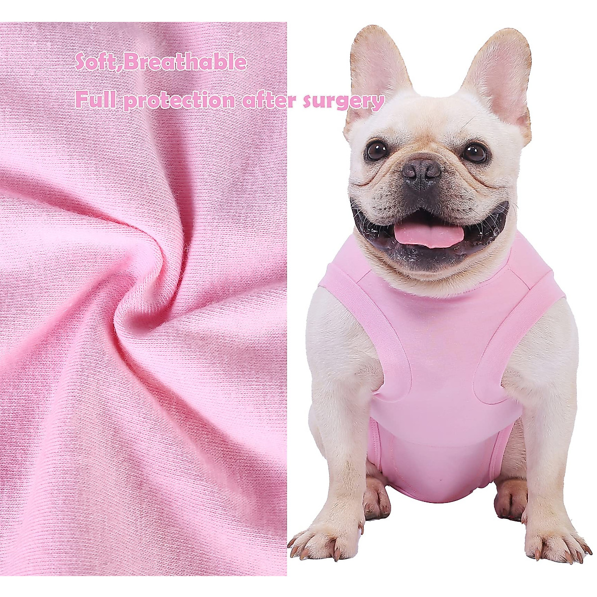 Caslfuca Dog Surgery Recovery Suit - After Spay, Abdominal Wounds Post Surgical Recovery, Anti Licking Breathable Dog Onesies for Small, Medium & Large Pet, Alternative Bandages Cone E-Collar
