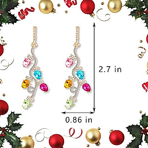 Ymimanchil Colorful Christmas Earrings for Women Christmas Light Bulb Earrings Crystal Christmas Dangle Earrings Xmas Holiday Earrings