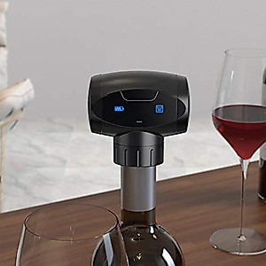 Hemoton Electric Wine Bottle Stopper LCD Display Automatic Vacuum Pump Wine Saver Sealer Champagne Preserver To Keep Fresh For Wine Lover Friends Christmas Housewarming Gift
