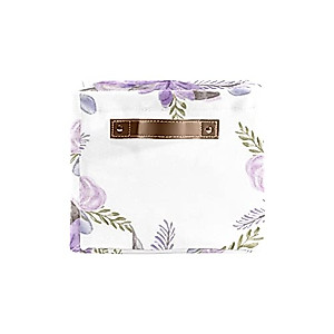 Purple Flower Personalized Custom Name Waterproof Storage Boxs Baskets Clothts Towel Book for Bathroom Office 1 Pack