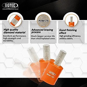 BGTEC Stained Glass Diamond Grinder Bit Head Tools 1/8"+1/4"+3/4"+1" Brass Core Stained Glass Grinder Bits, Diamond Grinder Bit Head Tools, Stain Glass Tools and Supplies for Stained Glass