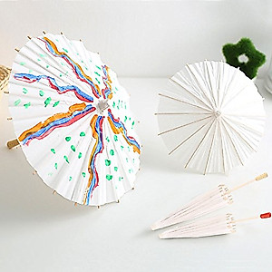 (Pack of 2) Paper Parasol Chinese/Japanese Decorative Umbrella White DIY Painting Decorative Umbrella Wedding Bridal Party Decor Photo Cosplay Prop(20cm / 7.87in)
