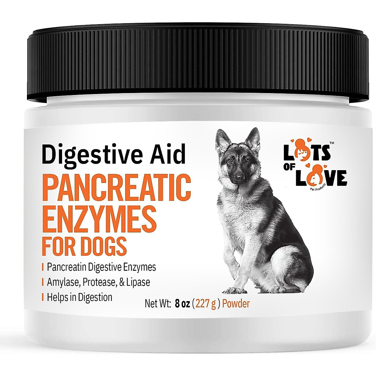 Lots of Love Bundle Set of 3 - Pancreatic Digestive Enzymes for Dog & Cat (8 oz Powder), Dog Probiotic Chewable Tablet (60 Tablets) and Brewer's Yeast Powder for Dogs for Healthy Skin and Coat (8 oz)
