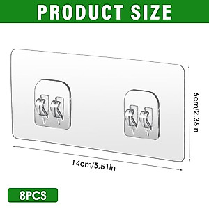 WLLHYF 8 Pack Shower Caddy Adhesive Hooks Replacement Strong Stickers Shower Hooks Wall Hooks Waterproof for Bathroom Shower Shelf Basket Soap Dish Hanging Hooks No Drilling