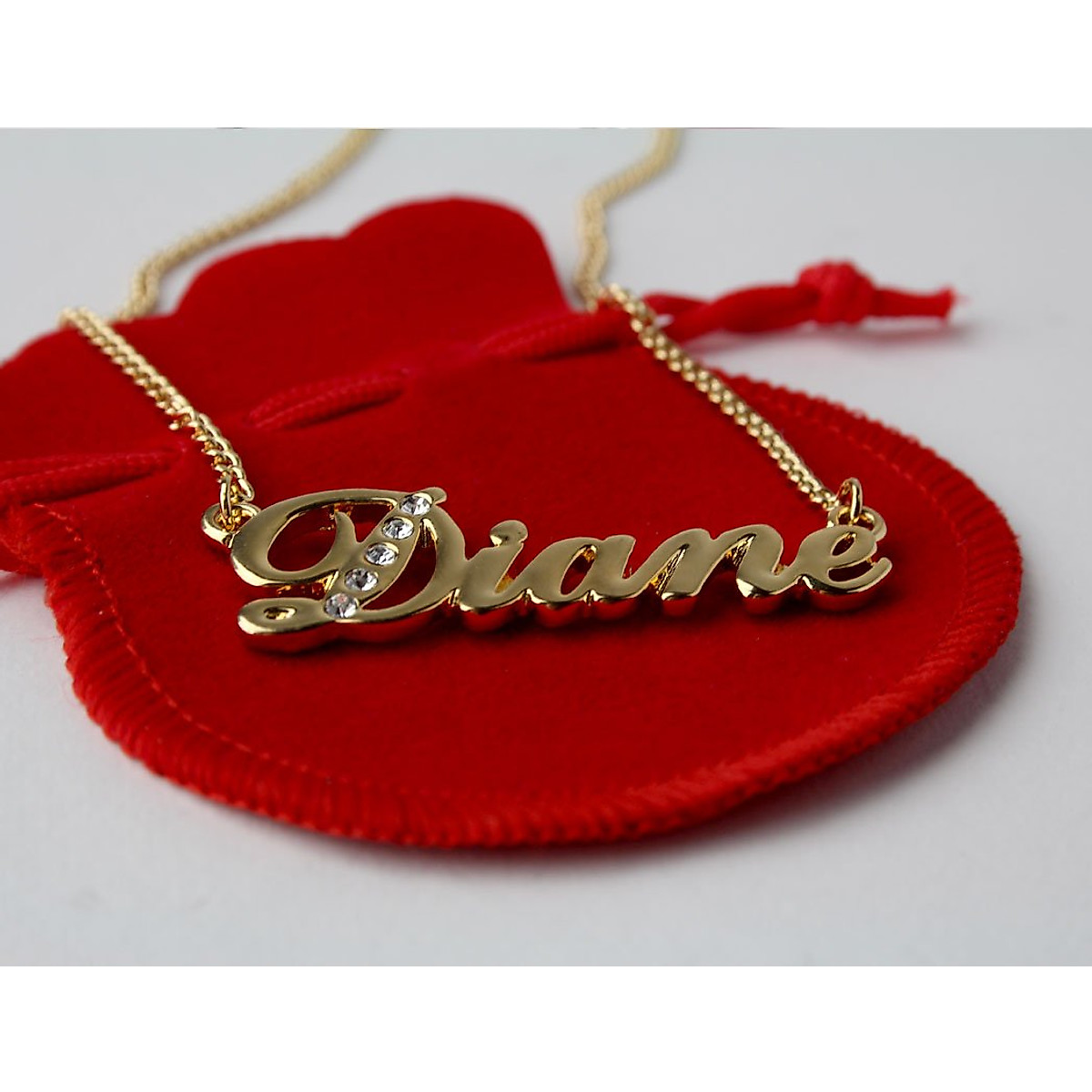 Zacria Diane Name Necklace 18K Gold Plated Personalized Dainty Necklace - Jewelry Gift Women, Girlfriend, Mother, Sister, Friend, Gift Bag & Box