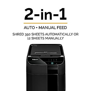 Fellowes AutoMax 350C Cross-Cut Commercial Office Auto Feed 2-in-1 Paper Shredder with 350 Sheet Capacity (4694001)