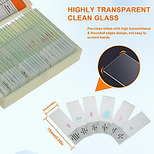 HUAREW 30 Pcs Microscope Slides with Specimens for Kids, Glass Prepared Slides Set for Microscope Accessories, Biology Gifts and Basic Science for Kid Education