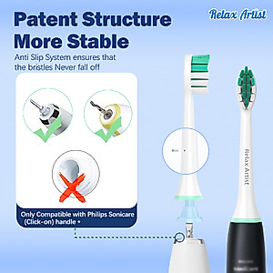 Relax Artist Replacement Toothbrush Heads for Philips Sonicare Replacement Heads,Electric Replacement Brush Head for Phillips Sonicare C2,C1,for Philips Sonic Care Electric Toothbrush,10 Pack