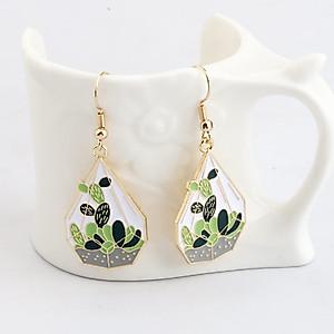 FUSTMW Cactus Earrings Green Cactus Plant Jewelry Cactus Charm Dangle Earrings Plant Lover Gifts for Women (earrings golden)