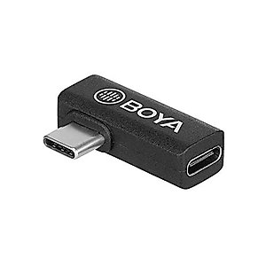 BOYA USB C Right Angle Adapter, by-K5 90 Degree USB C to USB Type-C Male to Female Adapter for Laptop, Tablet, Mobile Phone -Black