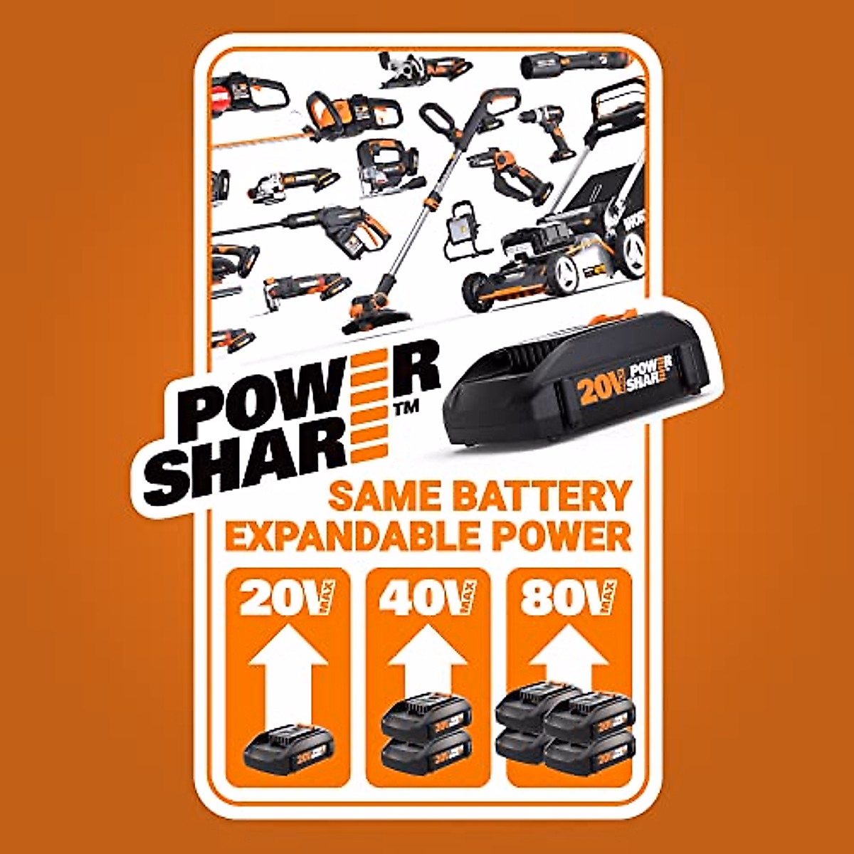 Worx WG323 20V Power Share 10" Cordless Pole/Chain Saw with Auto-Tension (Battery & Charger Included)