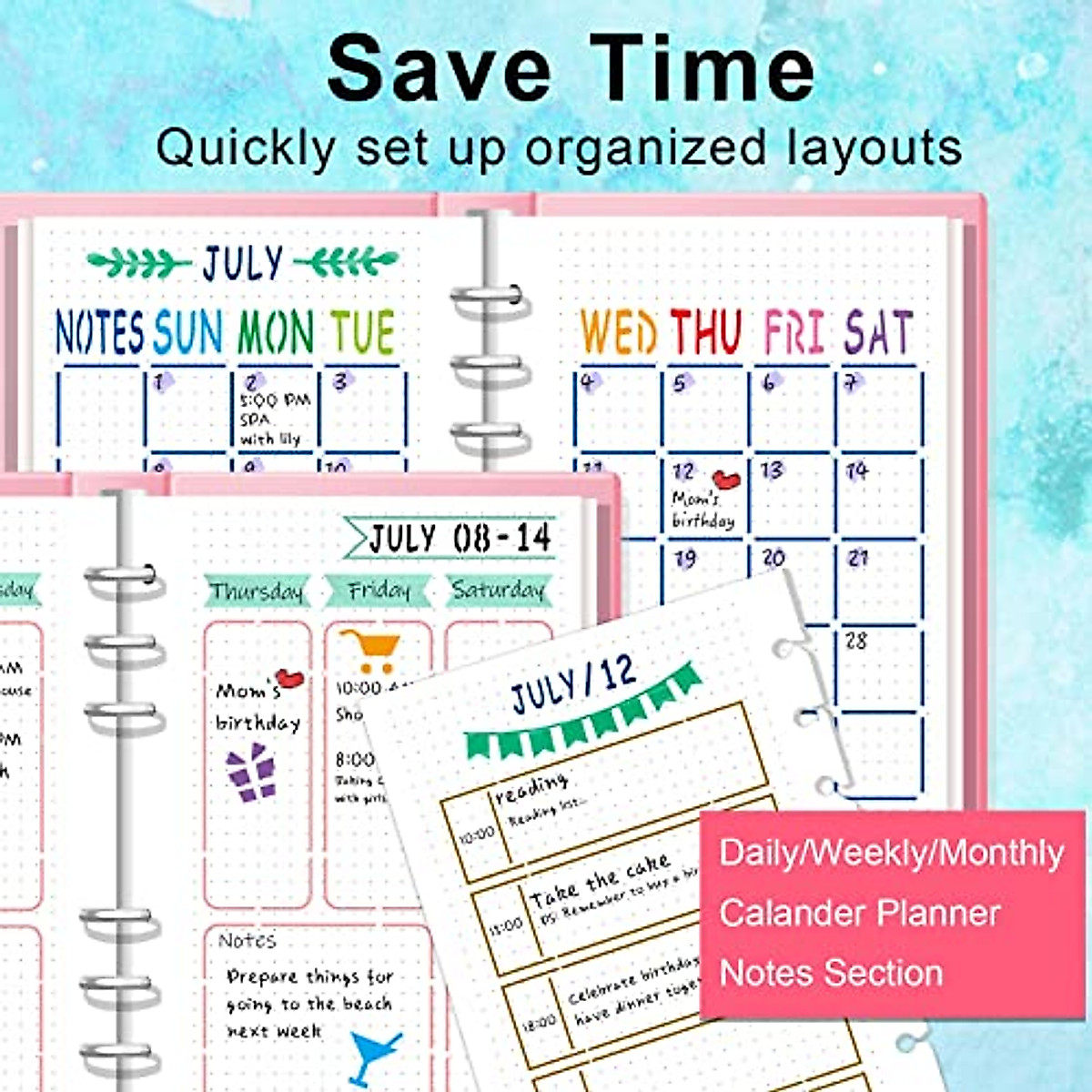 16Pcs Journal Stencils Set - Time Saving Bullet Journaling Supplies/Accessories Kit -Ultimate Productivity Planner Stencil for Bullet Journal Stencils A5 Dotted Journals