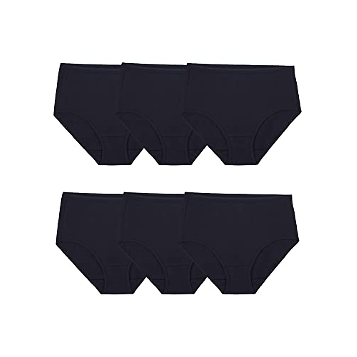 Fruit of the Loom Women's Eversoft Underwear, Tag Free & Breathable, Available in Plus Size, Brief-Cotton-6 Pack-Black, 10