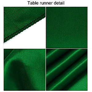 Aneco 12 Pack Satin Table Runner 12 x 108 Inch Forest Green Long Wedding Satin Silk Table Runner for Wedding Banquet Graduations Birthday Party Decoration