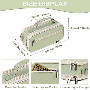 RAVUO Pencil Case, Large Capacity Pencil Pouch Multiple Compartments Pencil Bag Gift for Students Girls Adults Women Green