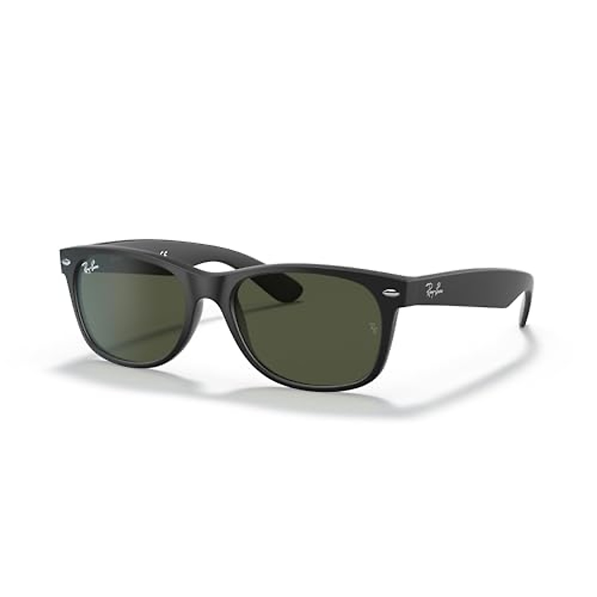 Ray-Ban RB2132 New Wayfarer Square Sunglasses, Rubber Black/G-15 Green, 58 mm