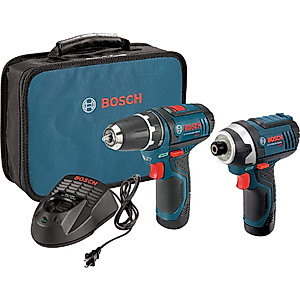 Bosch Power Tools Combo Kit CLPK22-120 - 12-Volt Cordless Tool Set with 2 Batteries, Charger and Case & ITDEPH22503 3 Pc. 2.5 In. Phillips #2 Double-Ended Impact Tough Screwdriving Bit