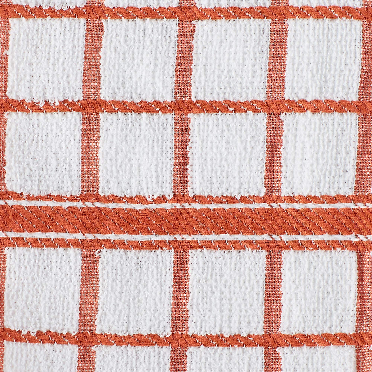 DII Basic Terry Collection Windowpane Dishtowel Set, 16x26, Spice, 4 Count